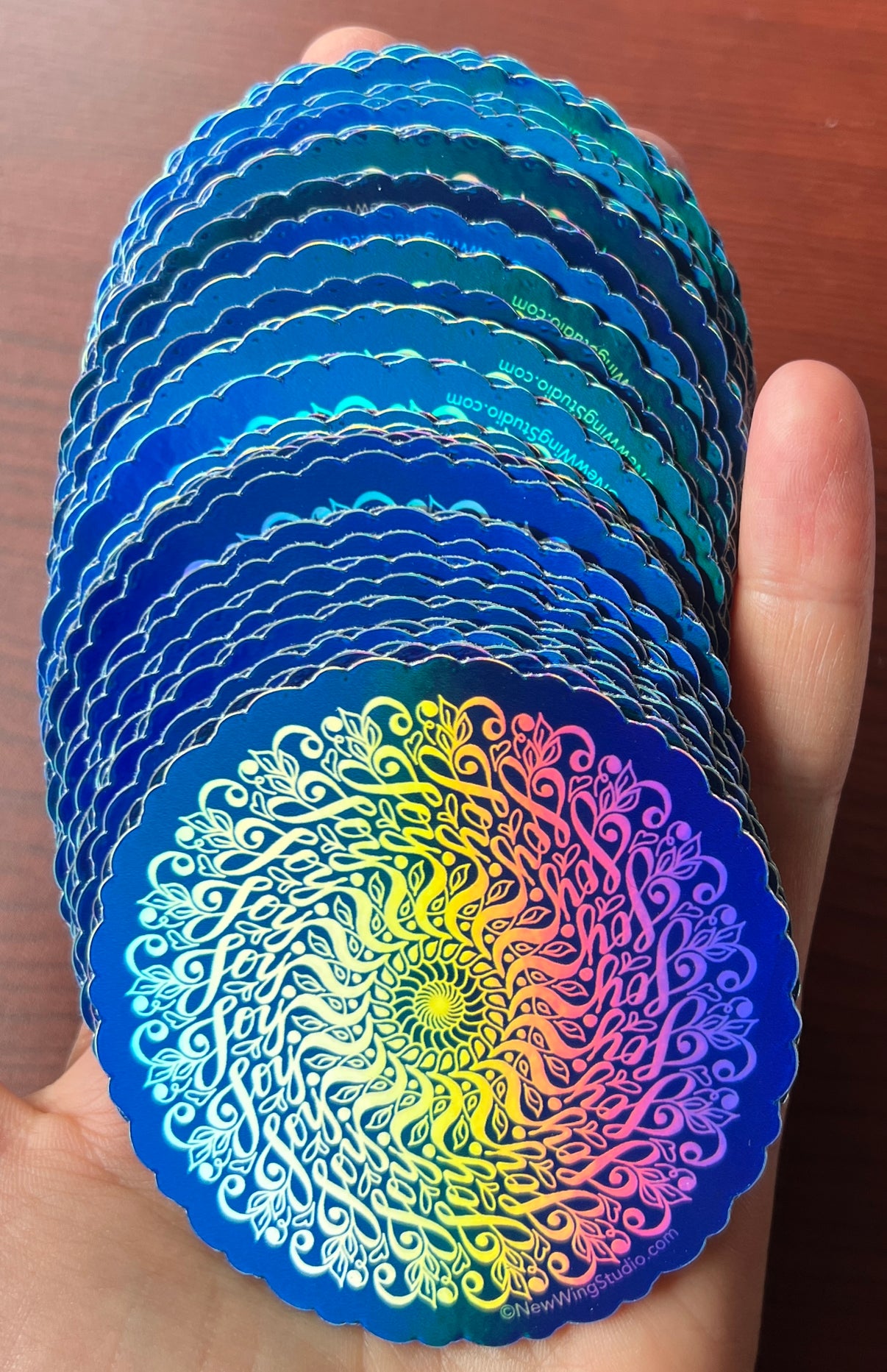 Joy Hidden Word Mandala Sticker | Holographic – New Wing Studio