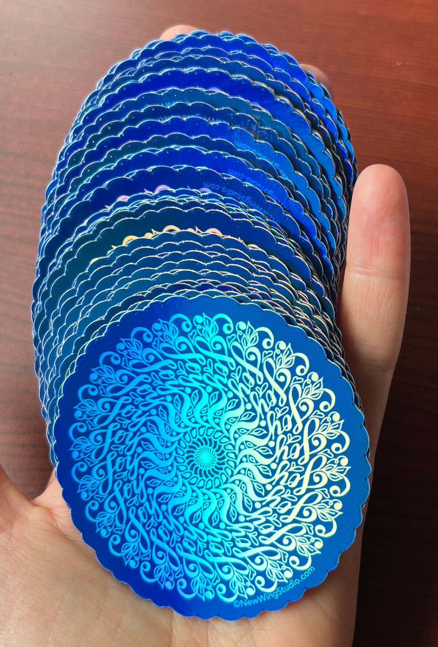 Joy Hidden Word Mandala Sticker | Holographic – New Wing Studio