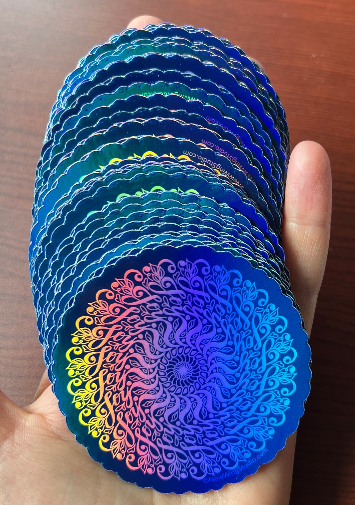 Joy Hidden Word Mandala Sticker | Holographic – New Wing Studio