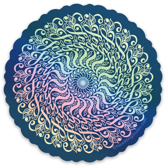 Joy Hidden Word Mandala Sticker | Holographic – New Wing Studio